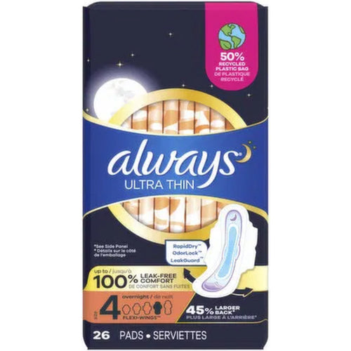 ALWAYS #25551 THIN SIZE 4 26CT (ITEM NUMBER: 62209) – HOME PLUS TRADING INC